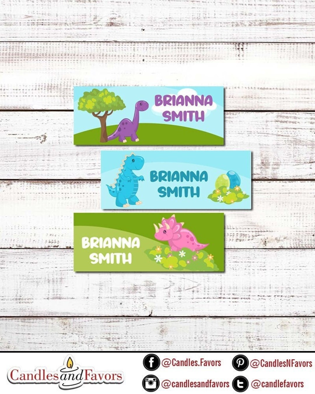 Dinosaur Name Labels, Name Tag Stickers, Waterproof Labels for Kids ...