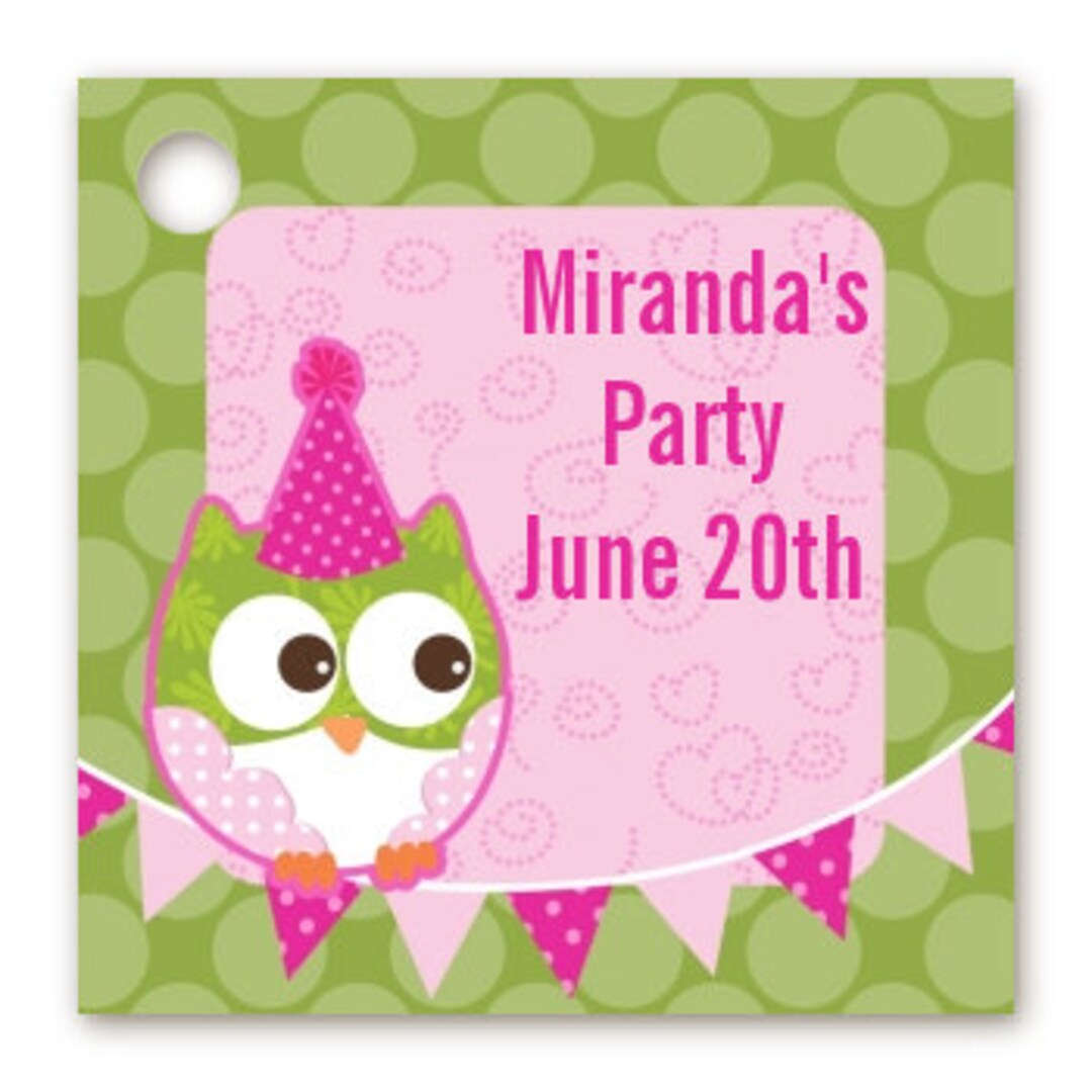 Owl Birthday Girl Birthday Party Custom Favor Tags Set of 20 ...