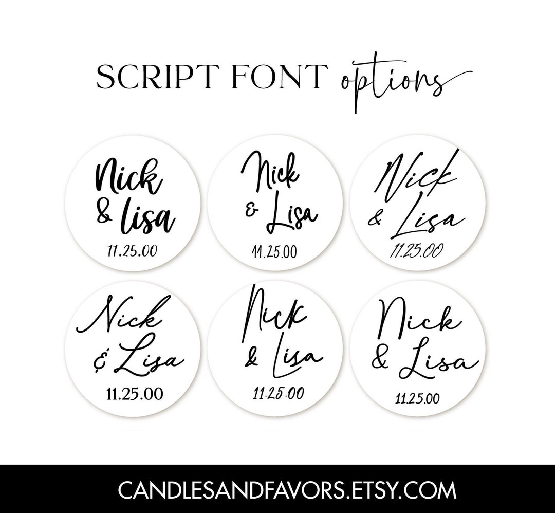 Wedding Couple Name Date Sticker, Personalized Modern Script Wedding ...