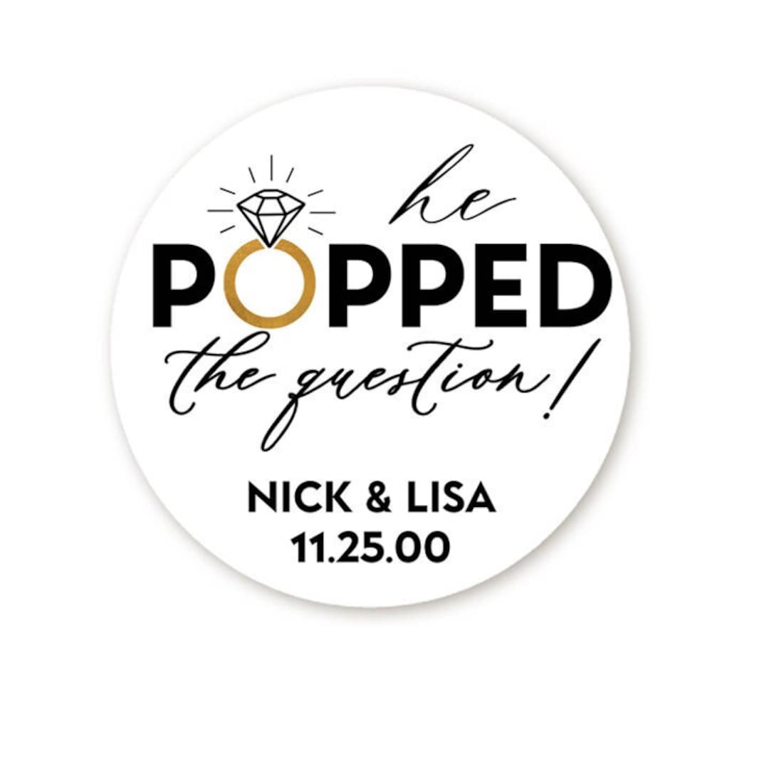 He Popped the Question Favor Stickers, Popcorn Shower Favors ...
