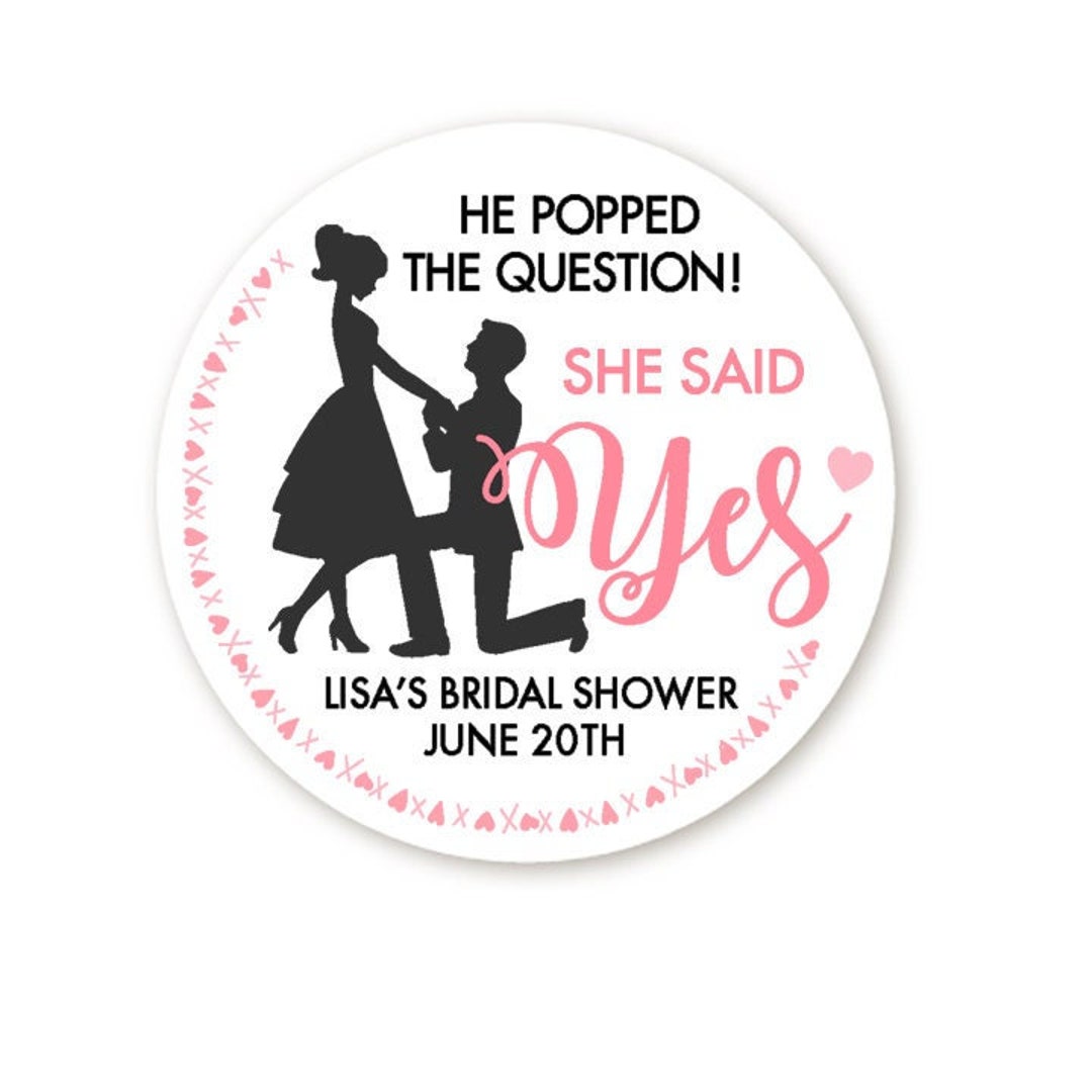 He Popped the Question Bridal Shower Stickers, Thank You Stickers ...