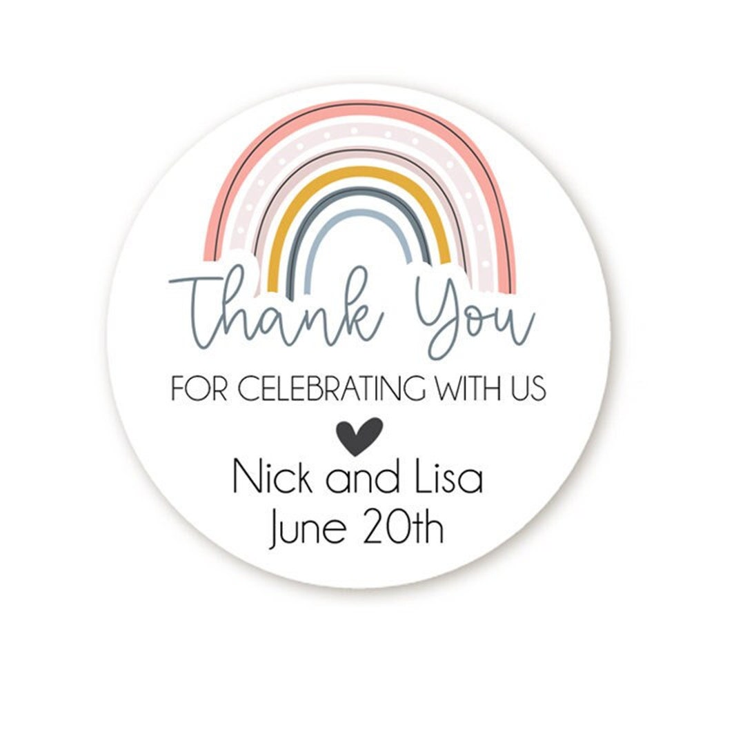 Boho Rainbow Baby Shower Stickers, Showering Us Favor Stickers, Thank ...