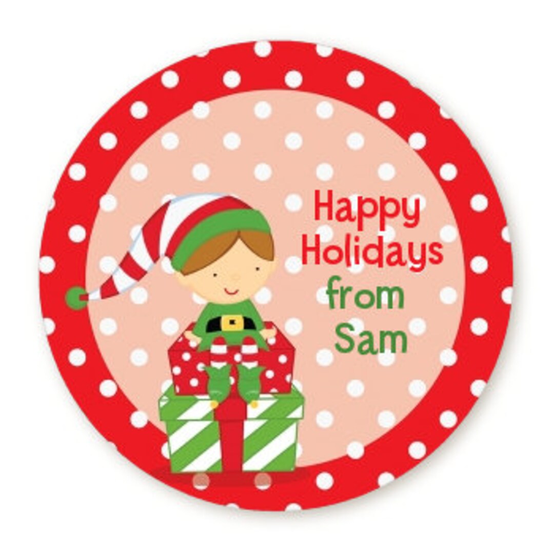 Santa's Little Elf Personalized Round Christmas Sticker Labels - Etsy