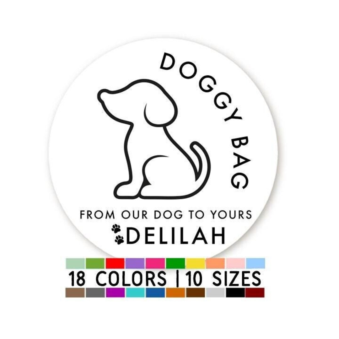 Doggie Bag Favor Stickers, From Our Pup to Yours, Wedding Guest Sticker ...