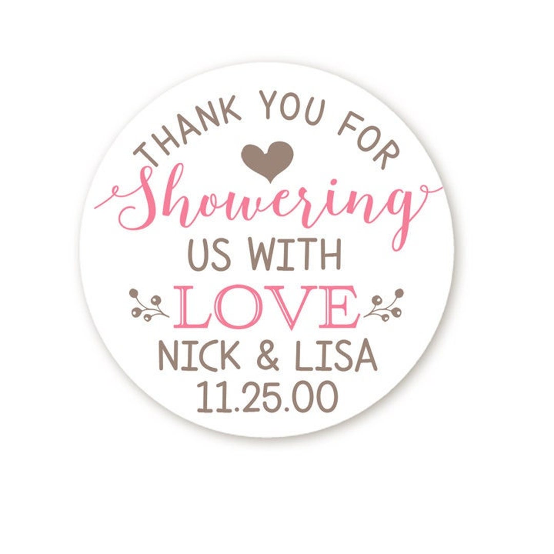 Thank You for Showering Us With Love Bridal Shower Stickers, Thank You ...