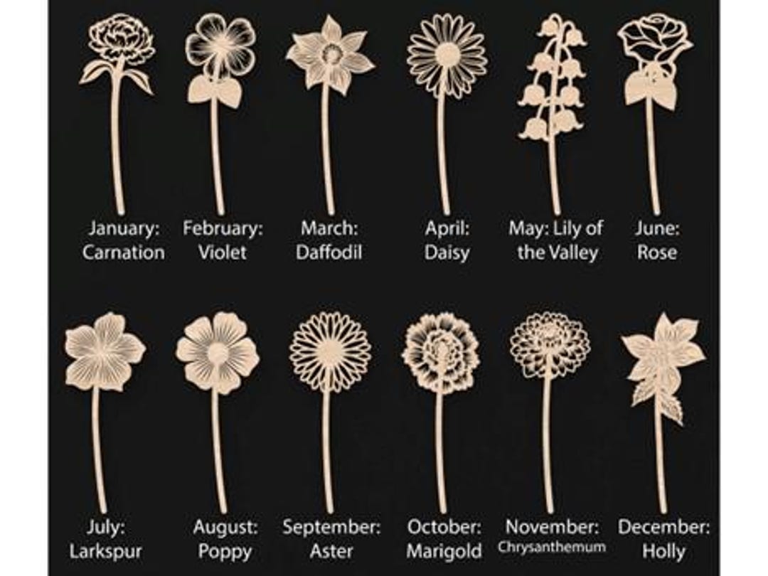 Custom Birth Flower Bouquet Birth Month Flowers Wooden Cutout Flowers ...