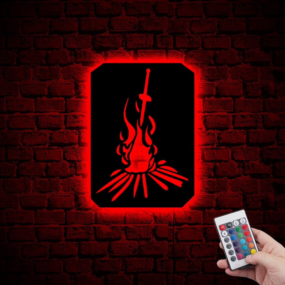 Dark Souls Stylized Bonfire Neon Led Wall Sign,fire Swords Game Room ...
