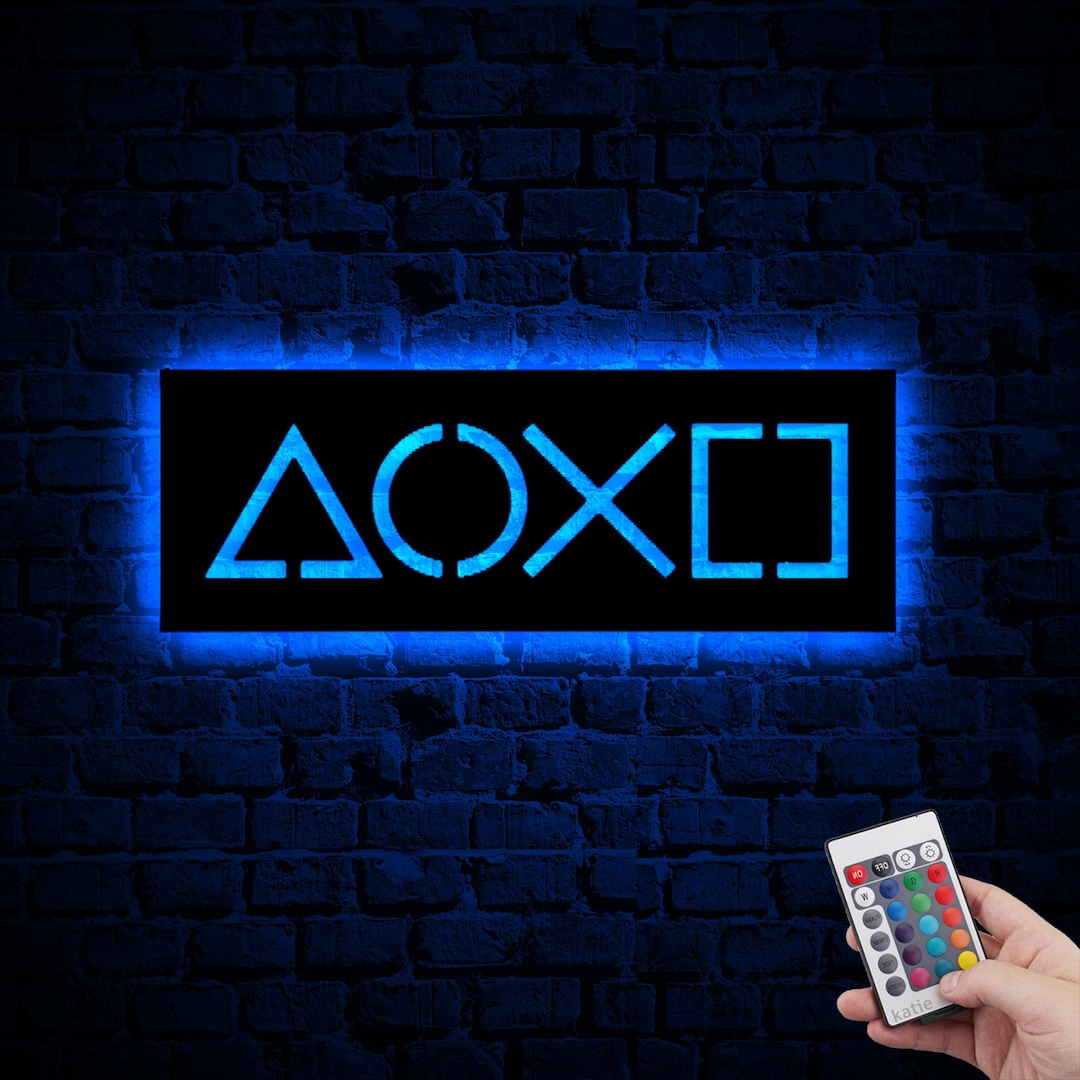 Playstation Symbols Neon Led Wall Sign,game Room Wall Art,gamer ...