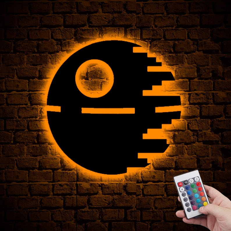 Death Star Star Wars Neon Led Wall Sign,game Room Wall Art,gamer ...