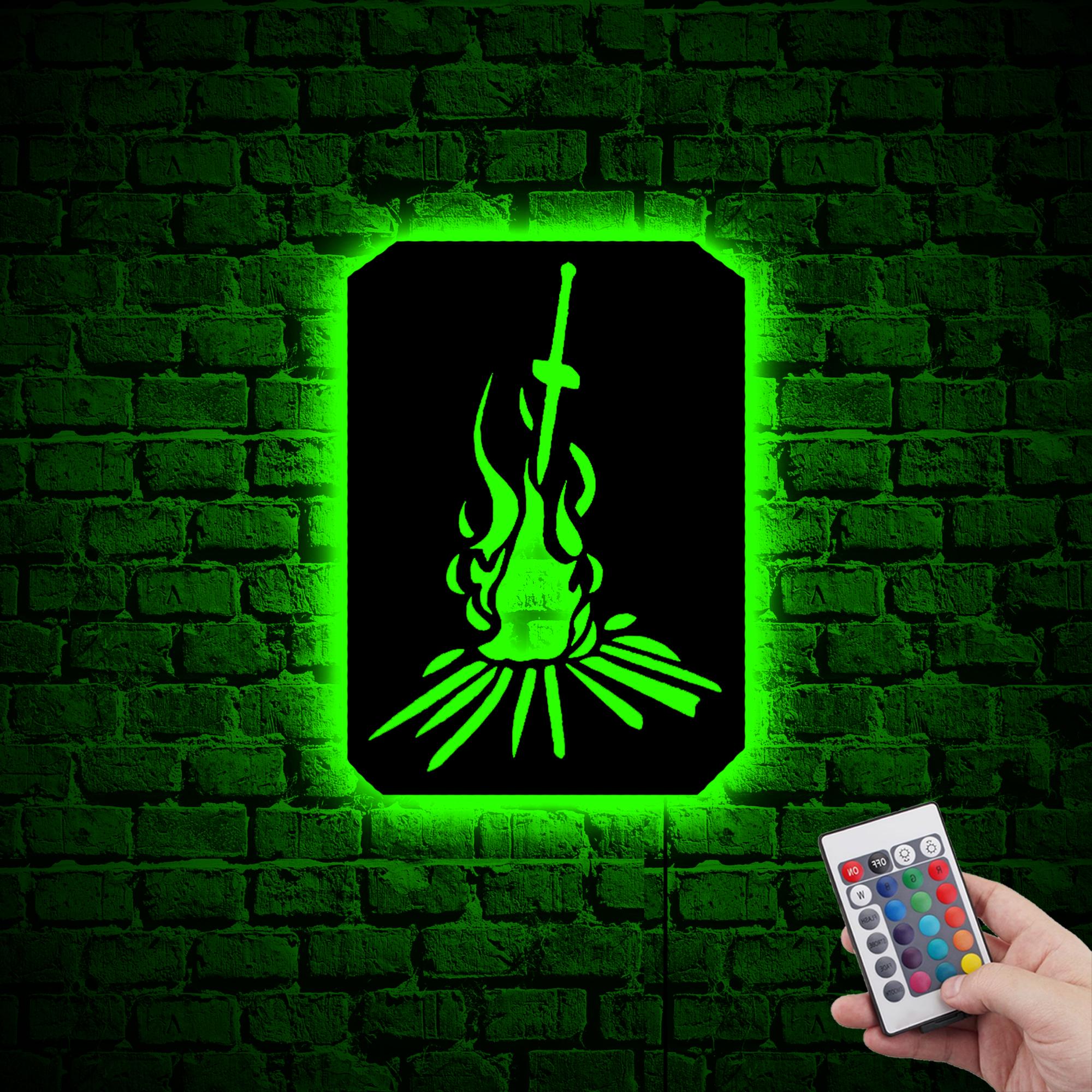 Dark Souls Stylized Bonfire Neon Led Wall Sign,fire Swords Game Room ...