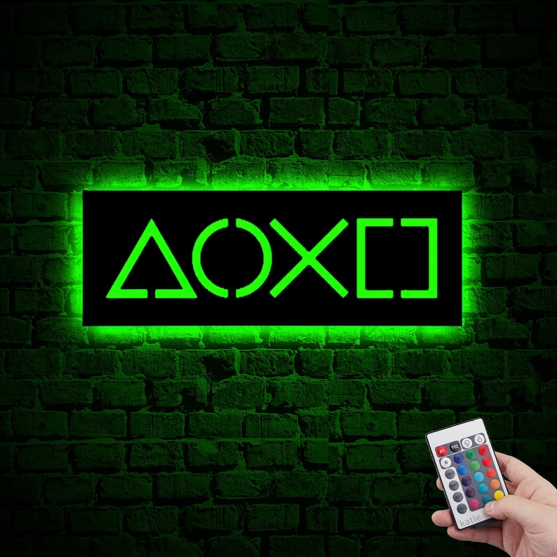 Playstation Symbols Neon Led Wall Sign,game Room Wall Art,gamer ...