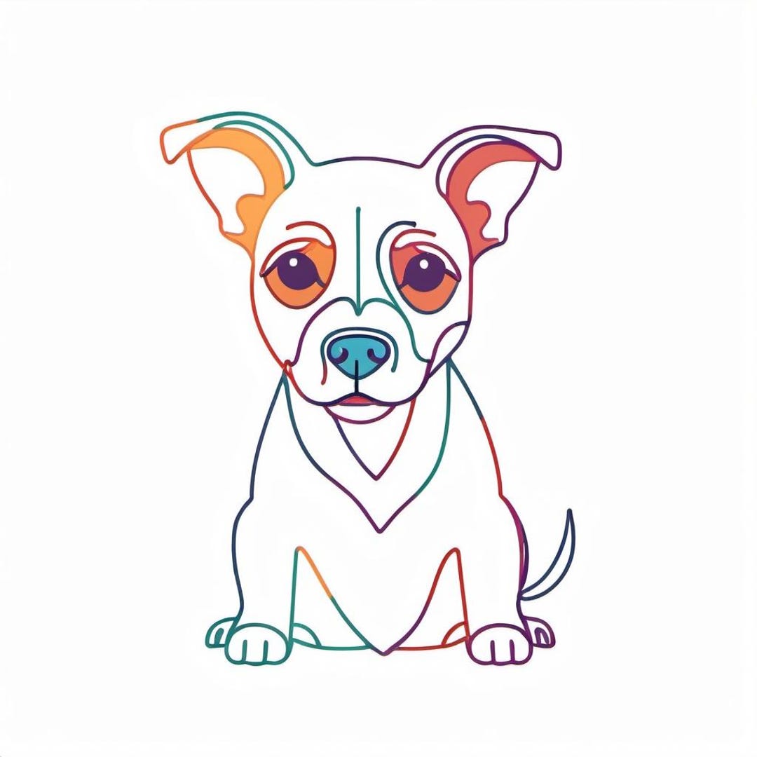 Cute Dog Embroidery Design Line Art Colorful Stitch 5 Size 5 Formats ...