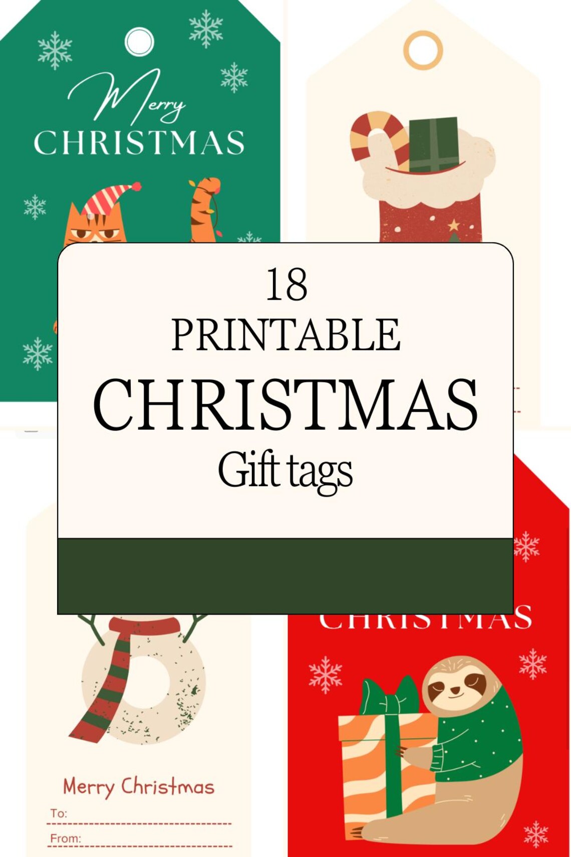 Editable Christmas Gift Tags | Printable Holiday Tags |classic Xmas ...