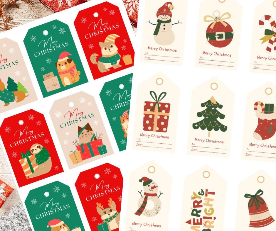 Editable Christmas Gift Tags | Printable Holiday Tags |classic Xmas ...