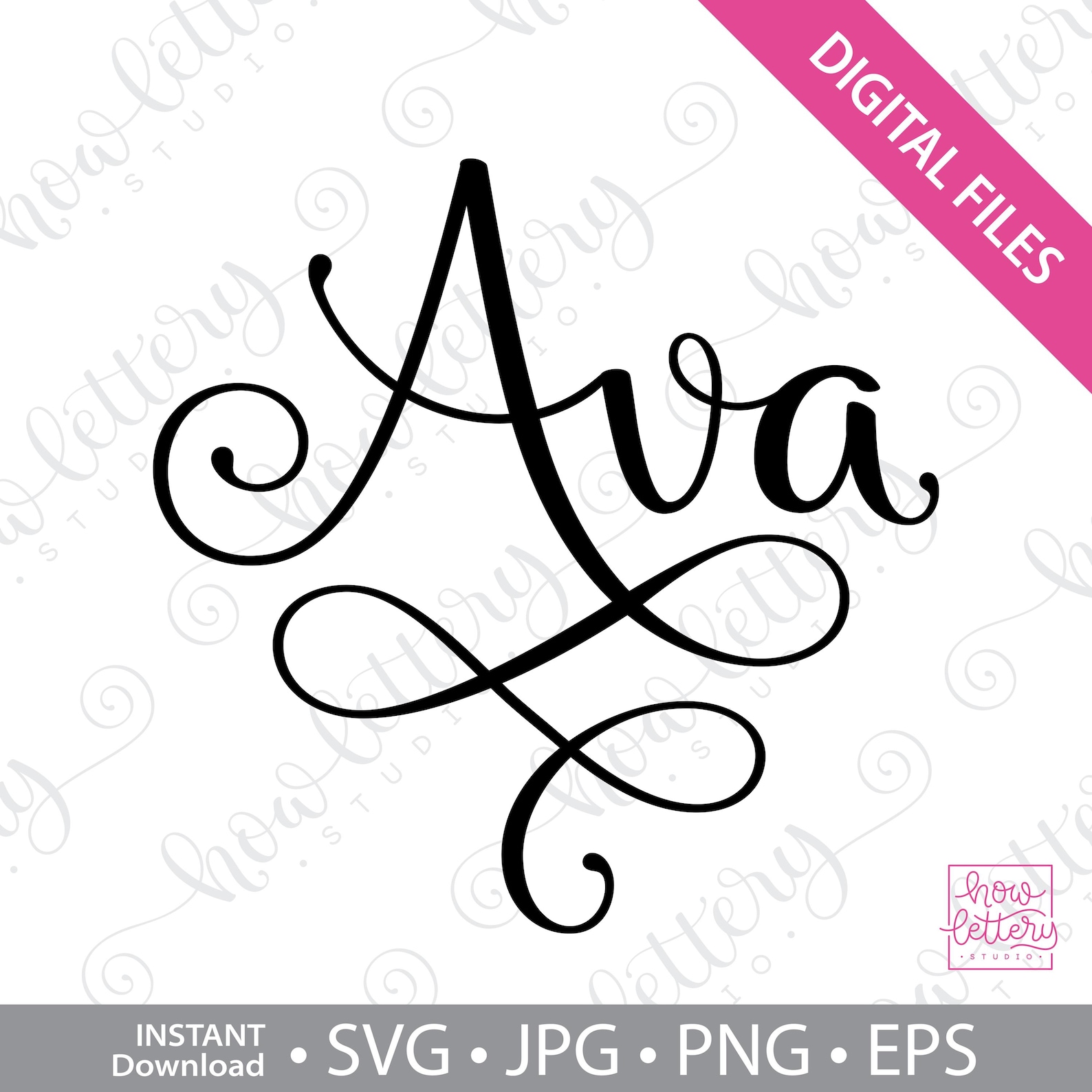 Ava - Girl's Name - SVG - Hand Lettering - Digital Files for Download ...