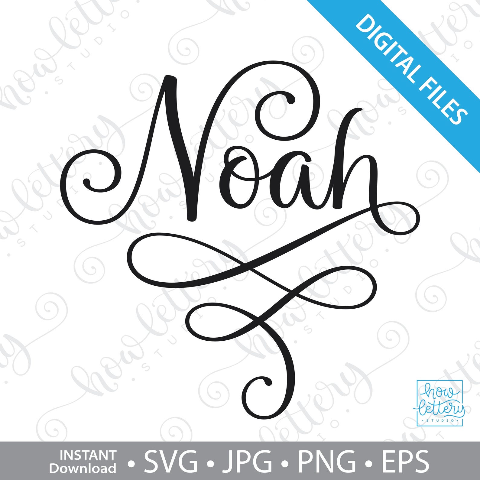 Noah - Boy's Name - SVG - Hand Lettering - Digital Files for Download ...