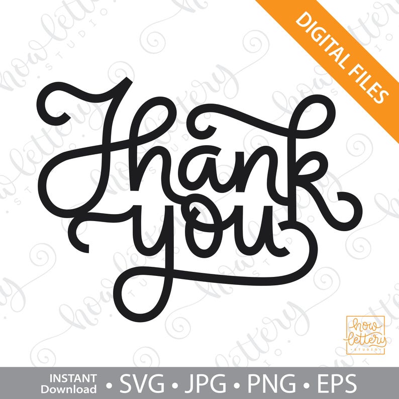 Thank You - SVG - Hand Lettering - Digital Files for Download - Etsy