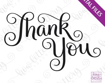 Thank You - SVG - Hand Lettering - Digital Files for Download - Etsy