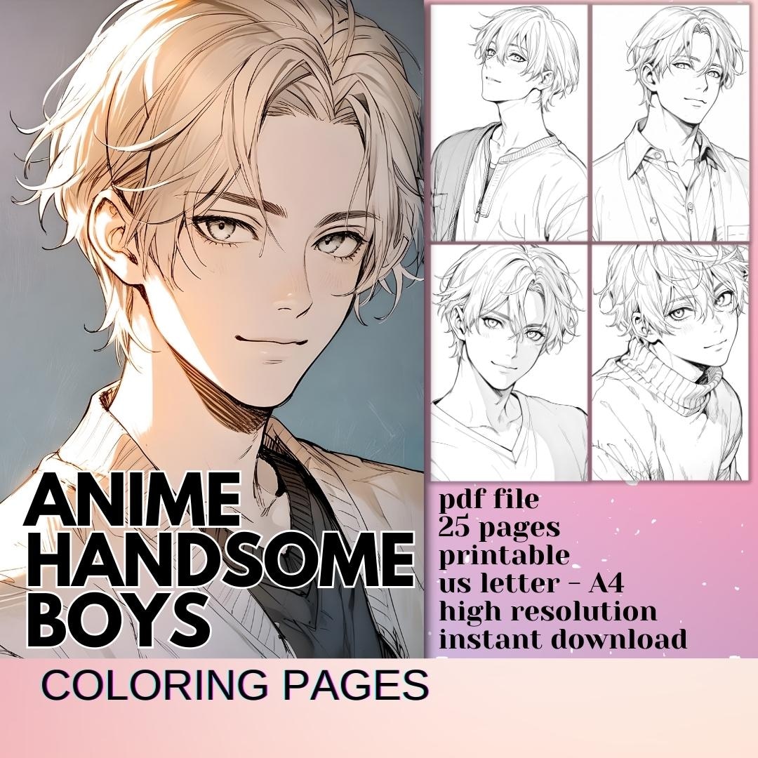 Anime Handsome Boys Coloring Book: Manga Portrait Pages (PDF Download ...