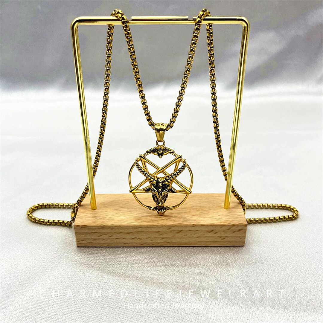 Vintage Satanic Goat Pentagram Titanium Steel Pendant Necklace Gothic Symbolic Jewelry Unisex ...