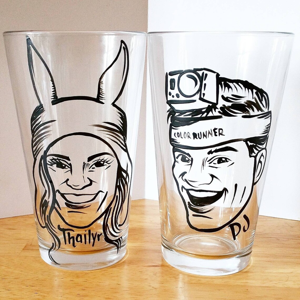 Custom Caricature Wedding Toasting Glasses – Hand Painted Super Hero ...