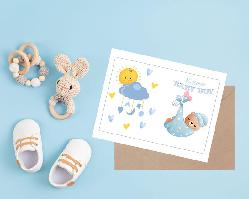 Welcome Baby Boy Card - DIGITAL Download - Printable Welcome Baby Boy ...