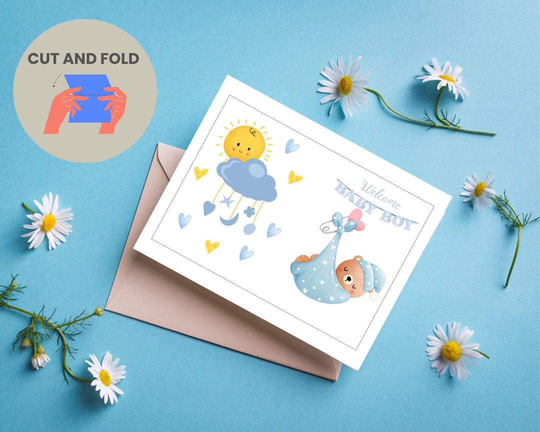 Welcome Baby Boy Card - DIGITAL Download - Printable Welcome Baby Boy ...
