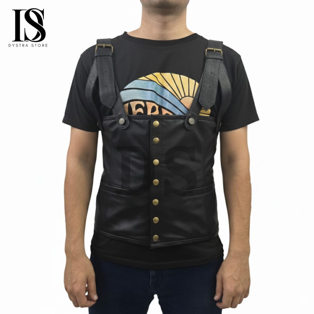 Men's Classic Black Rapper Real Leather Vest - Celebrity Handmade Black ...