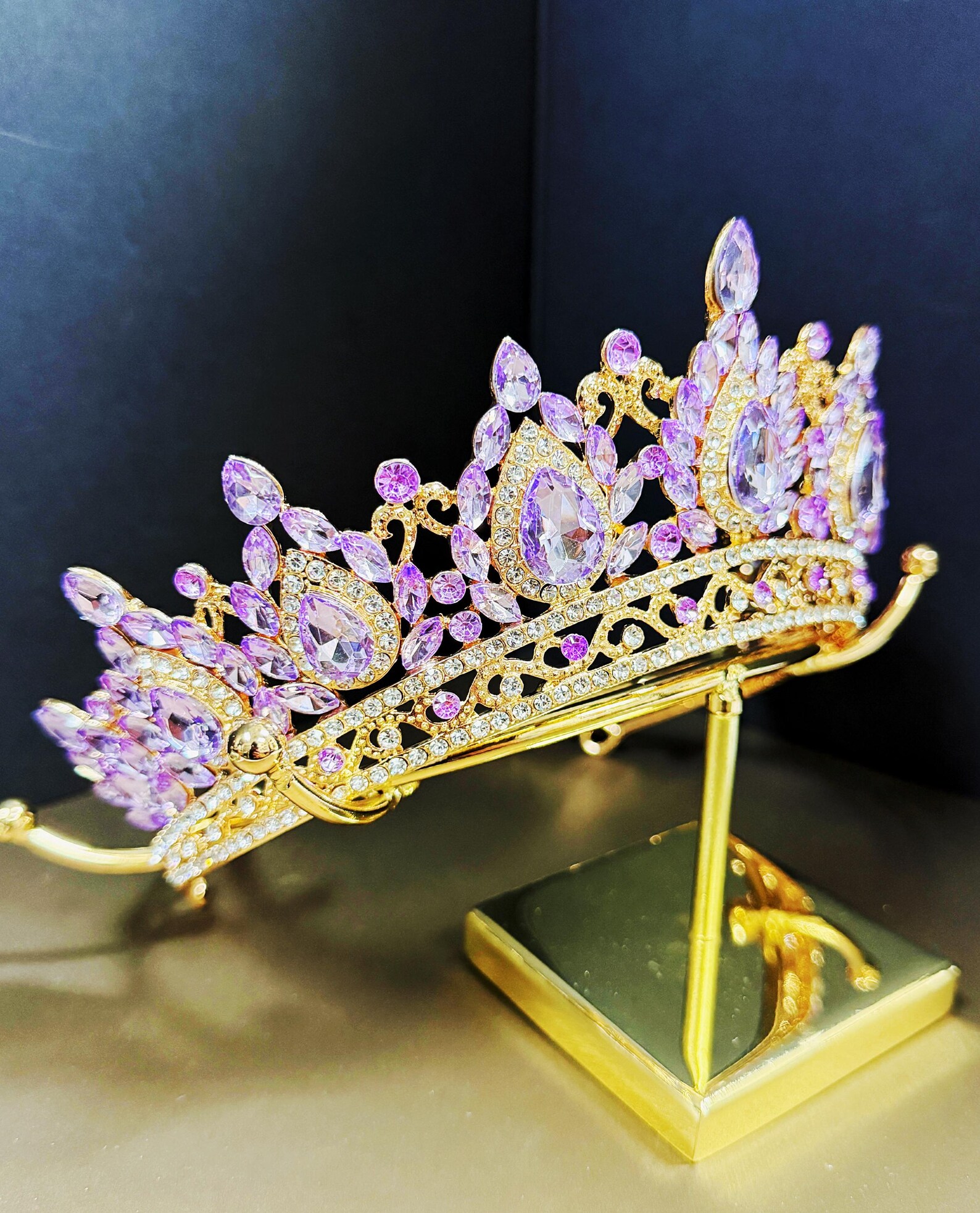 Gold Purple Wedding Tiara Customize Color Headpiece Gift for Her ...