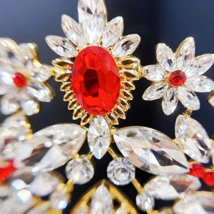XL Size Gold Royal Red Rhinestone Tiara Queen Crown Wedding Tiara ...