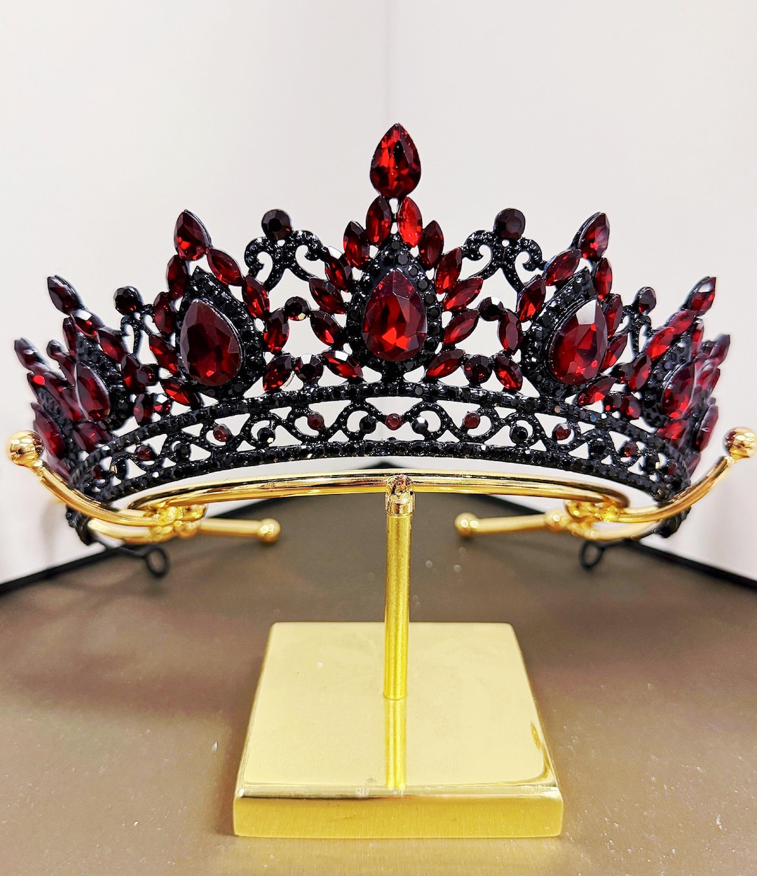 Black Handmade Wine Red Rhinestone Tiara Customize Color Wedding Gift ...