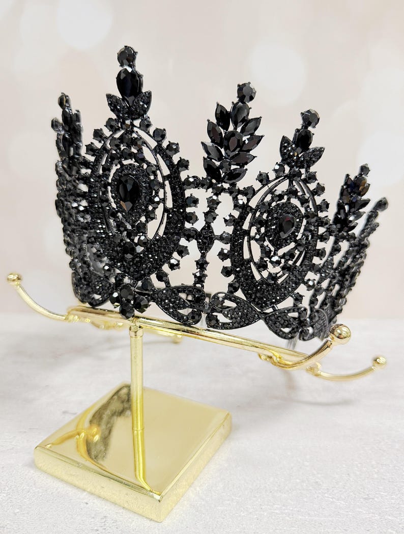 High Quality Black Rhinestone Crown Wedding Tiara Hair Accessories Gift ...