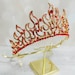 Gold Fire Red Rhinestone Tiara Handmade Queen Crown Wedding Gift for ...
