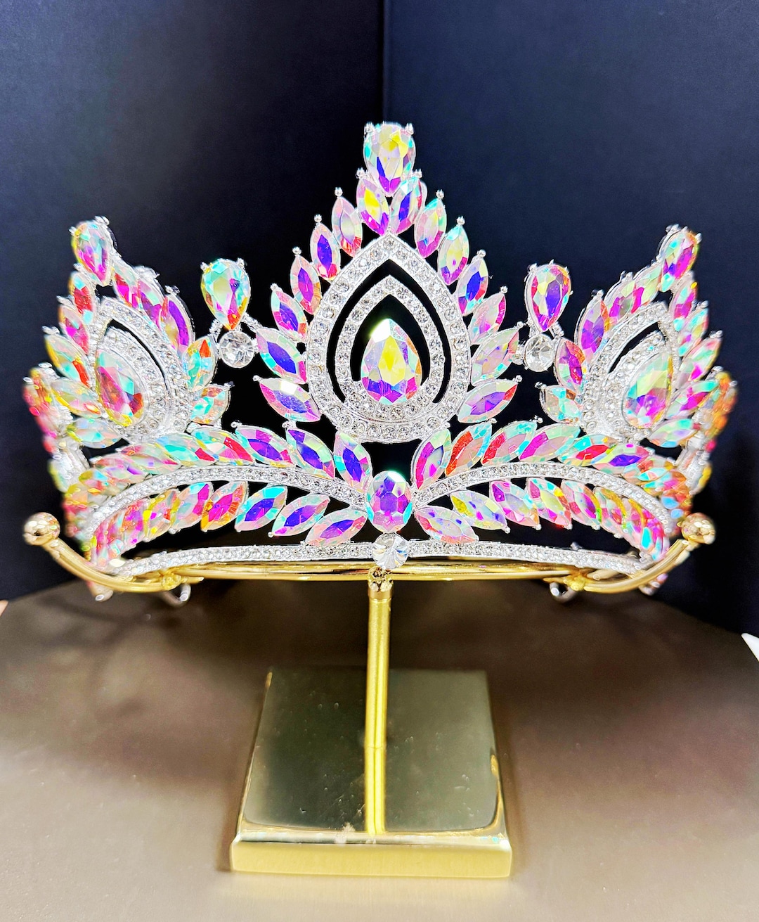 Super Shining Princess Tiara Silver AB Rhinestone Tiara Customize Color ...