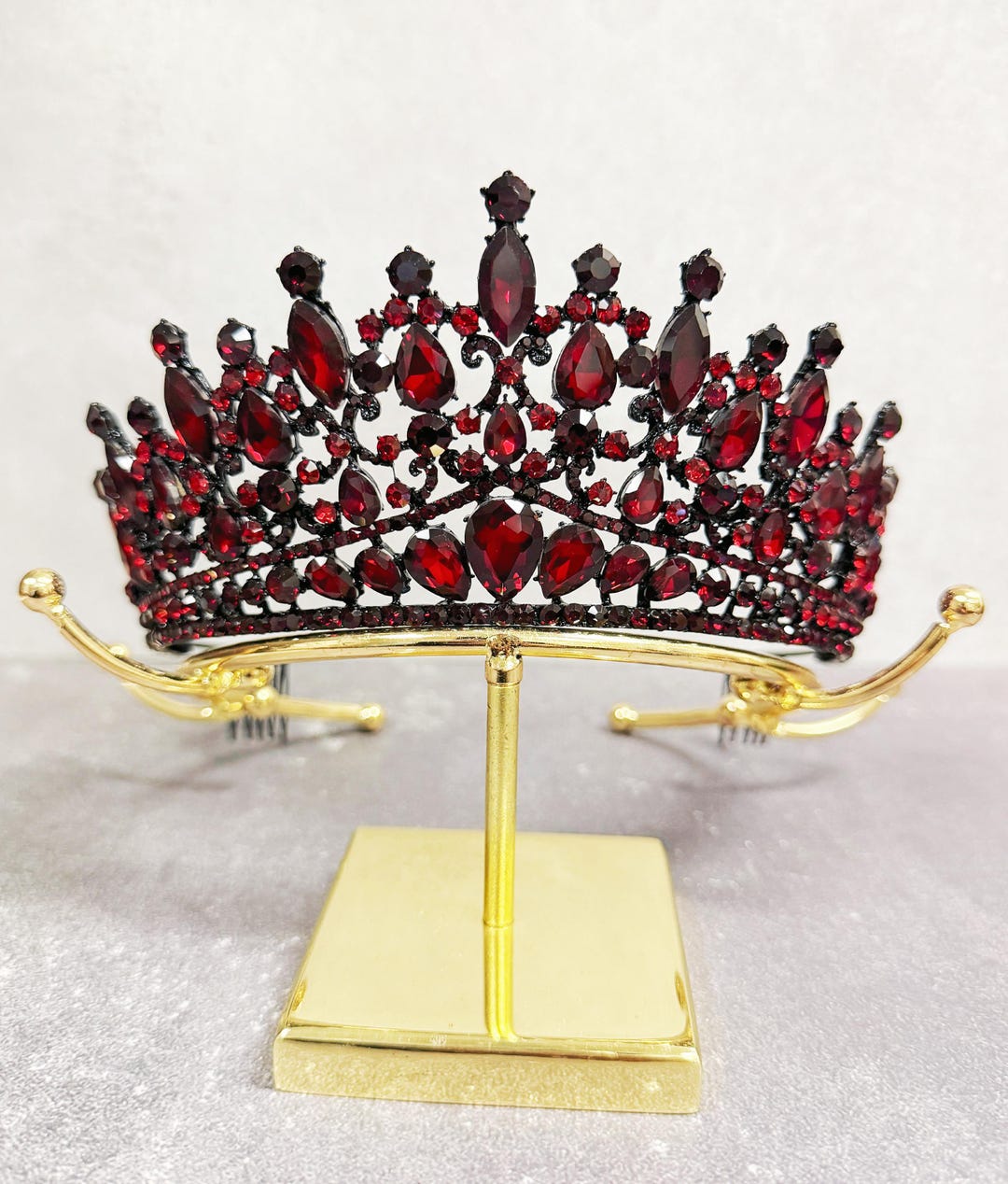 Black Handmade Red Rhinestone Tiara New Color Wedding Gift for Her ...