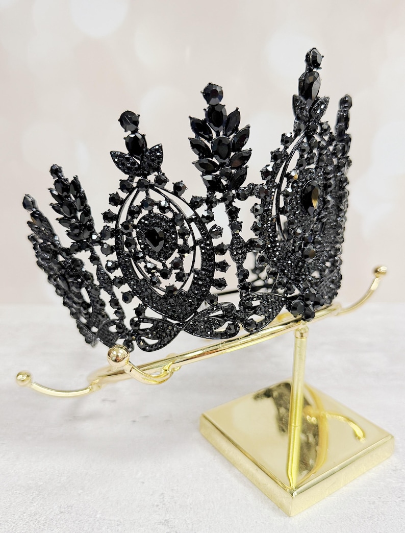 High Quality Black Rhinestone Crown Wedding Tiara Hair Accessories Gift ...