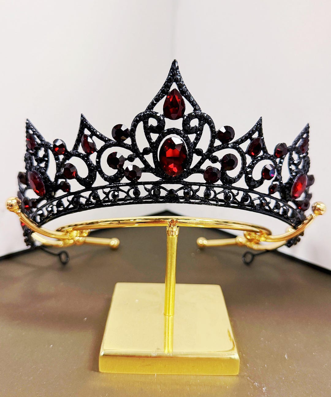 Black Handmade Red Rhinestone Tiara Customize Color Wedding Gift for ...