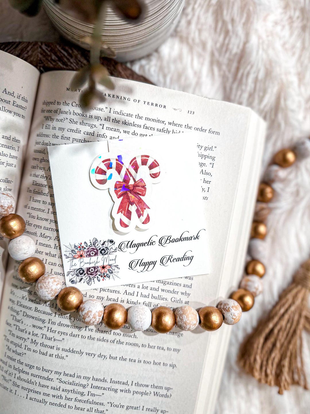 Magnetic Bookmark, Candy Cane, Holiday Bookmark, Bookish Gift, Book ...