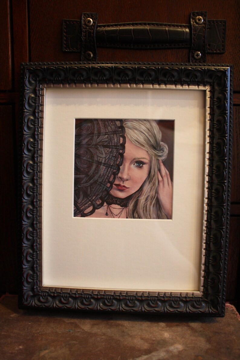 Gothic Femme Fatale Lowbrow Fine Art Giclee Print, Lace Fan, Secrets ...