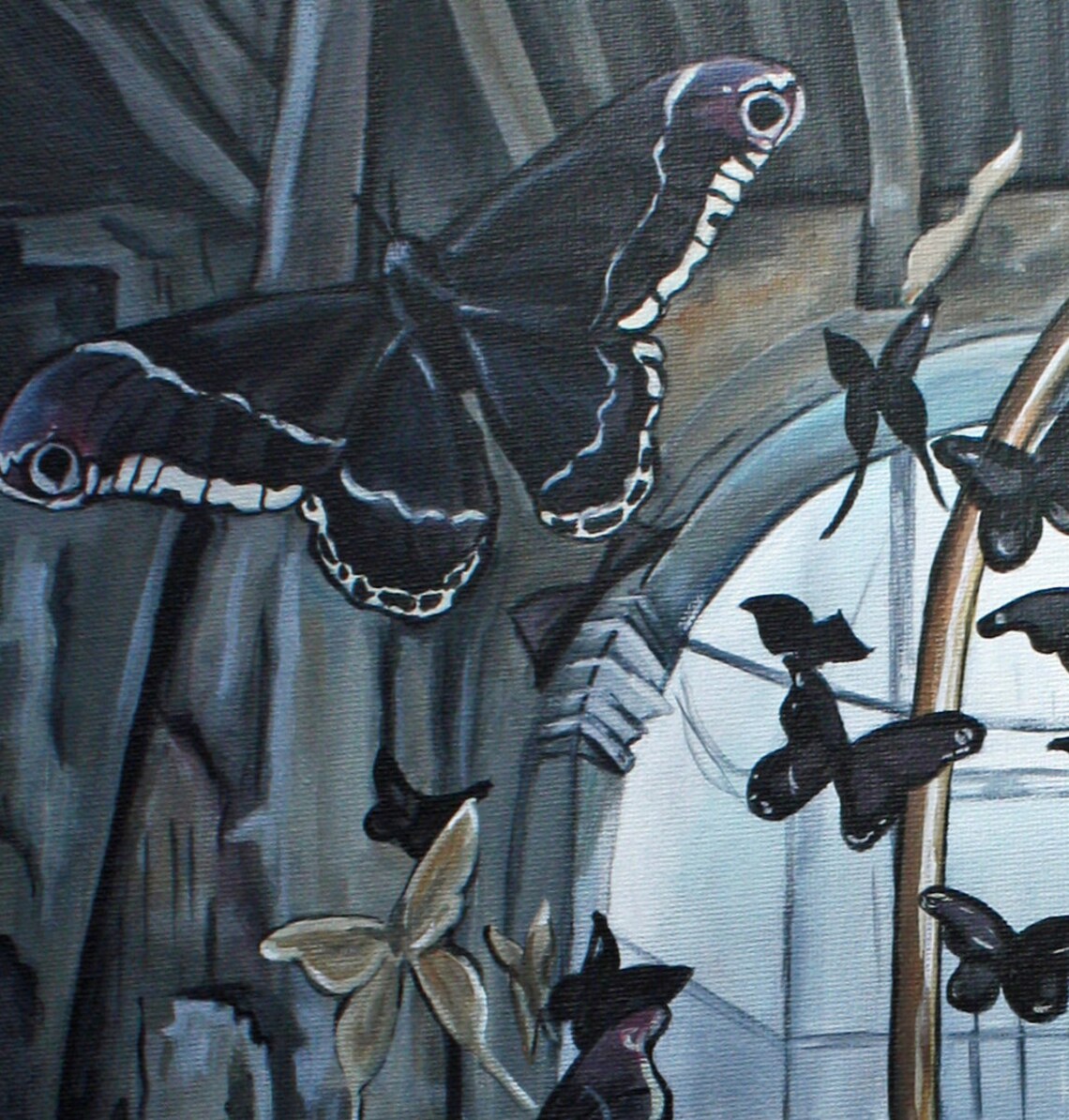 Gothic Steampunk Lowbrow Art Print Girl With Moths the Gilded - Etsy