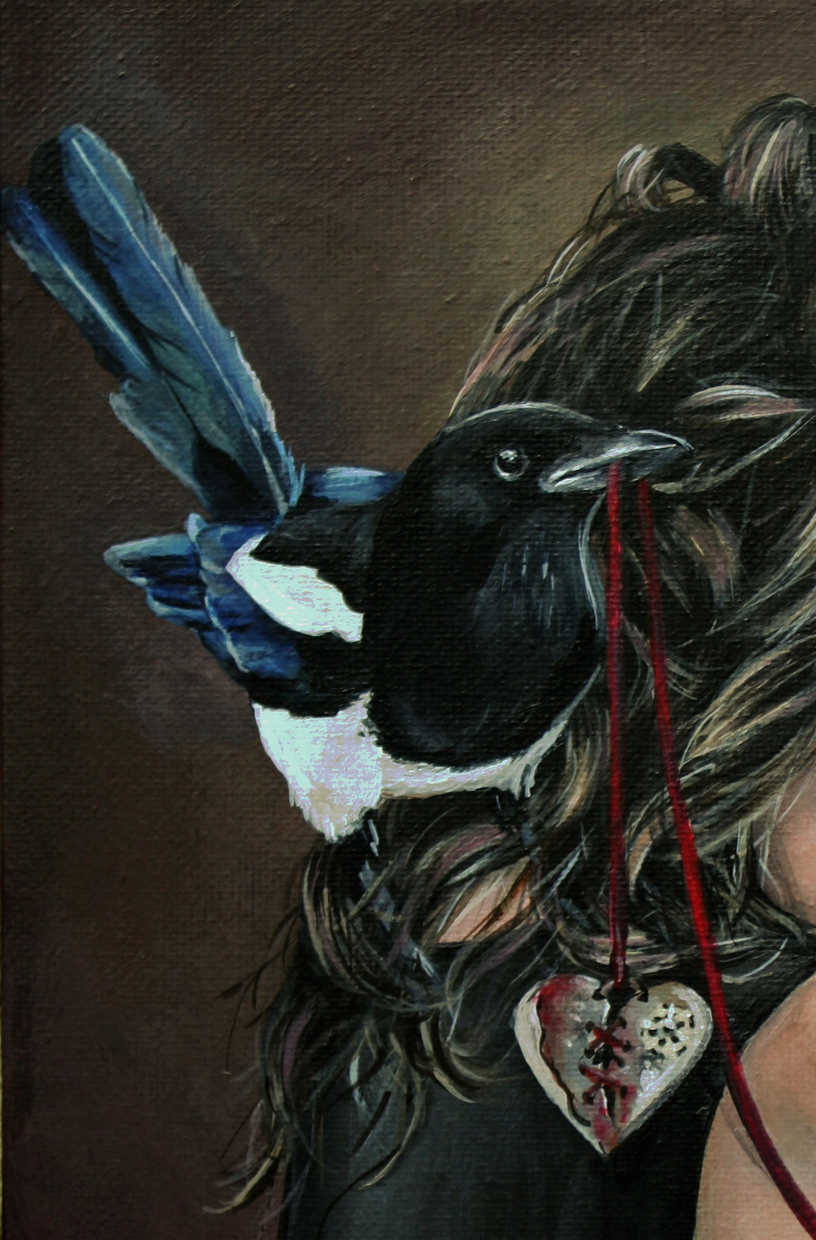 My Heart Steampunk Gothic Portrait With Magpie Art Print - Etsy