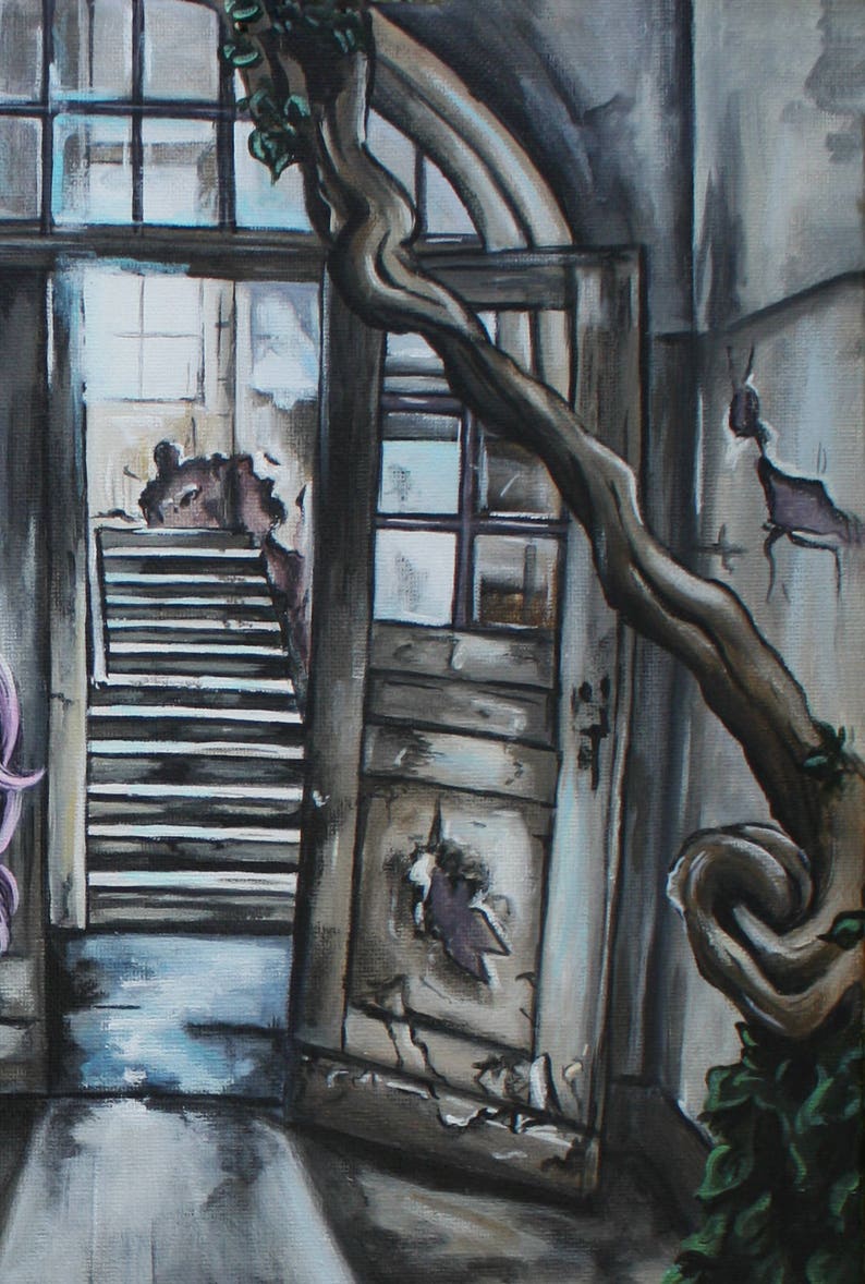 Sorrow Steampunk Girl and Magpie Art Print, Lowbrow Art Gothic Painting ...