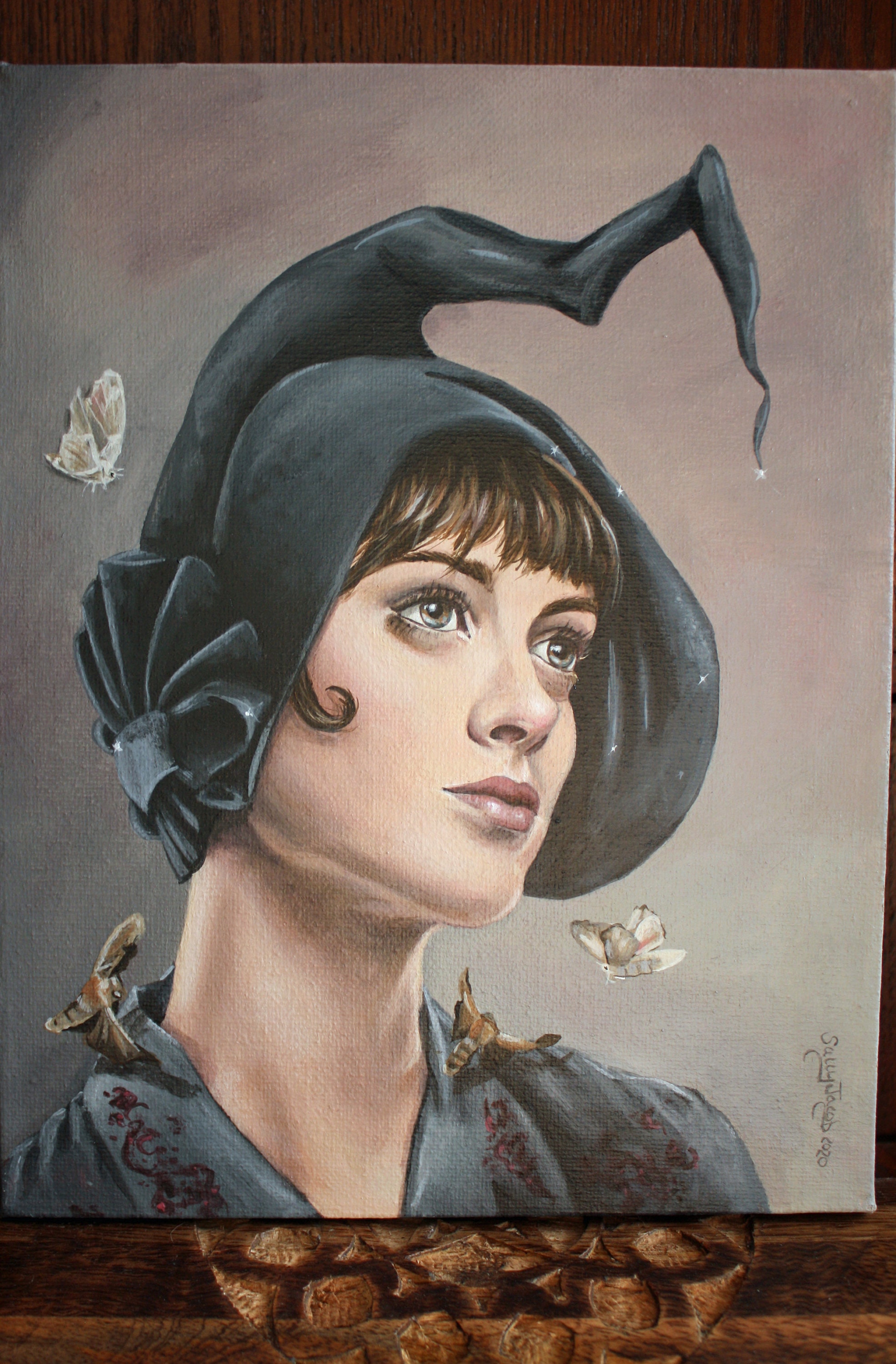 1920s Witch Portrait, Original Acrylic Painting, Flapper, Steampunk ...