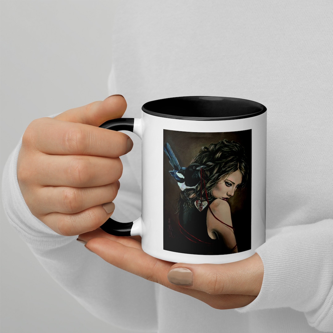 Gothic Lowbrow Art Portrait With Magpie Mug, My Heart - Etsy