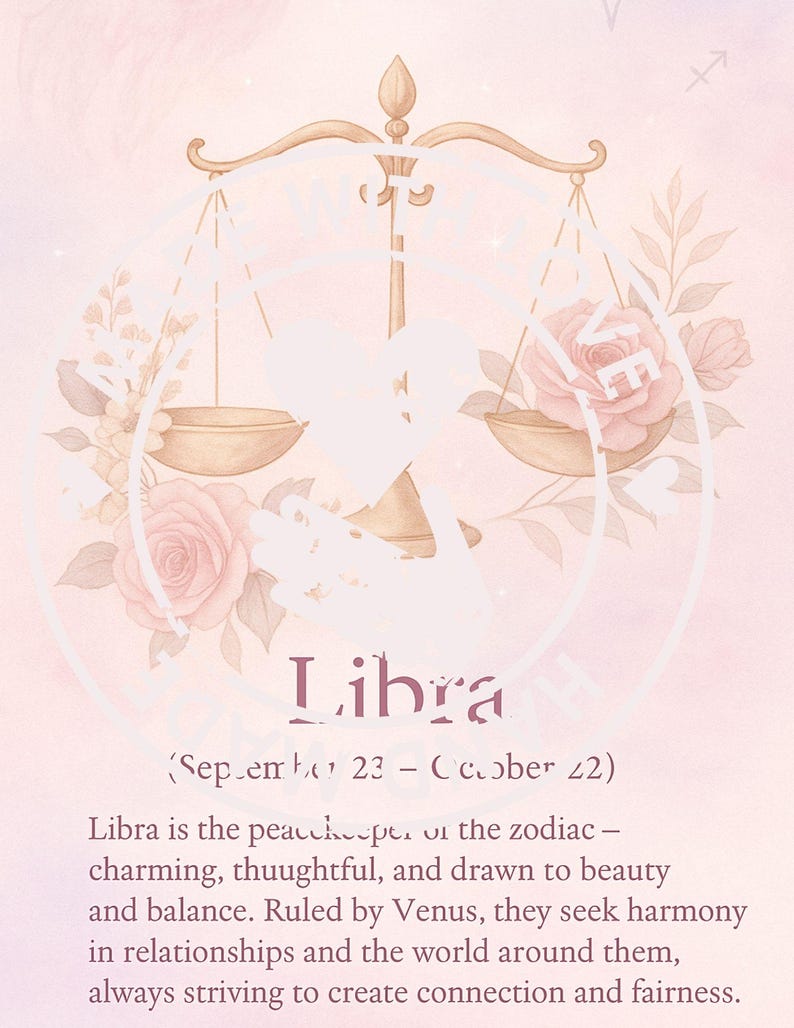 Libra Zodiac Reflection Cards: Printable Journal Prompts (digital ...
