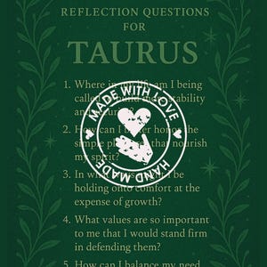 Taurus Zodiac Reflection Cards: Grounding Journal Prompts (PDF Download ...