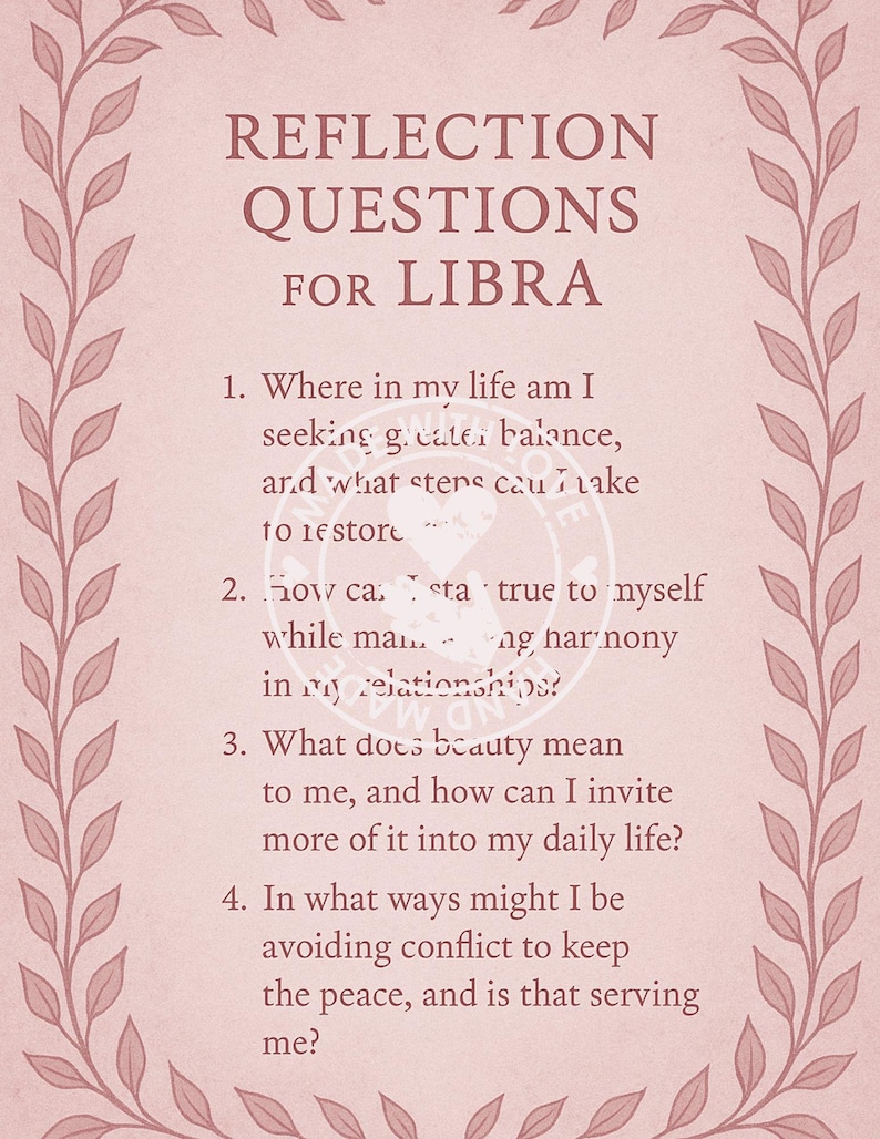 Libra Zodiac Reflection Cards: Printable Journal Prompts (digital ...