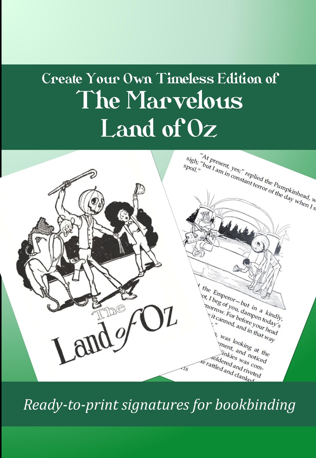 The Marvelous Land of Oz – Printable Bookbinding Textblock, PDF ...