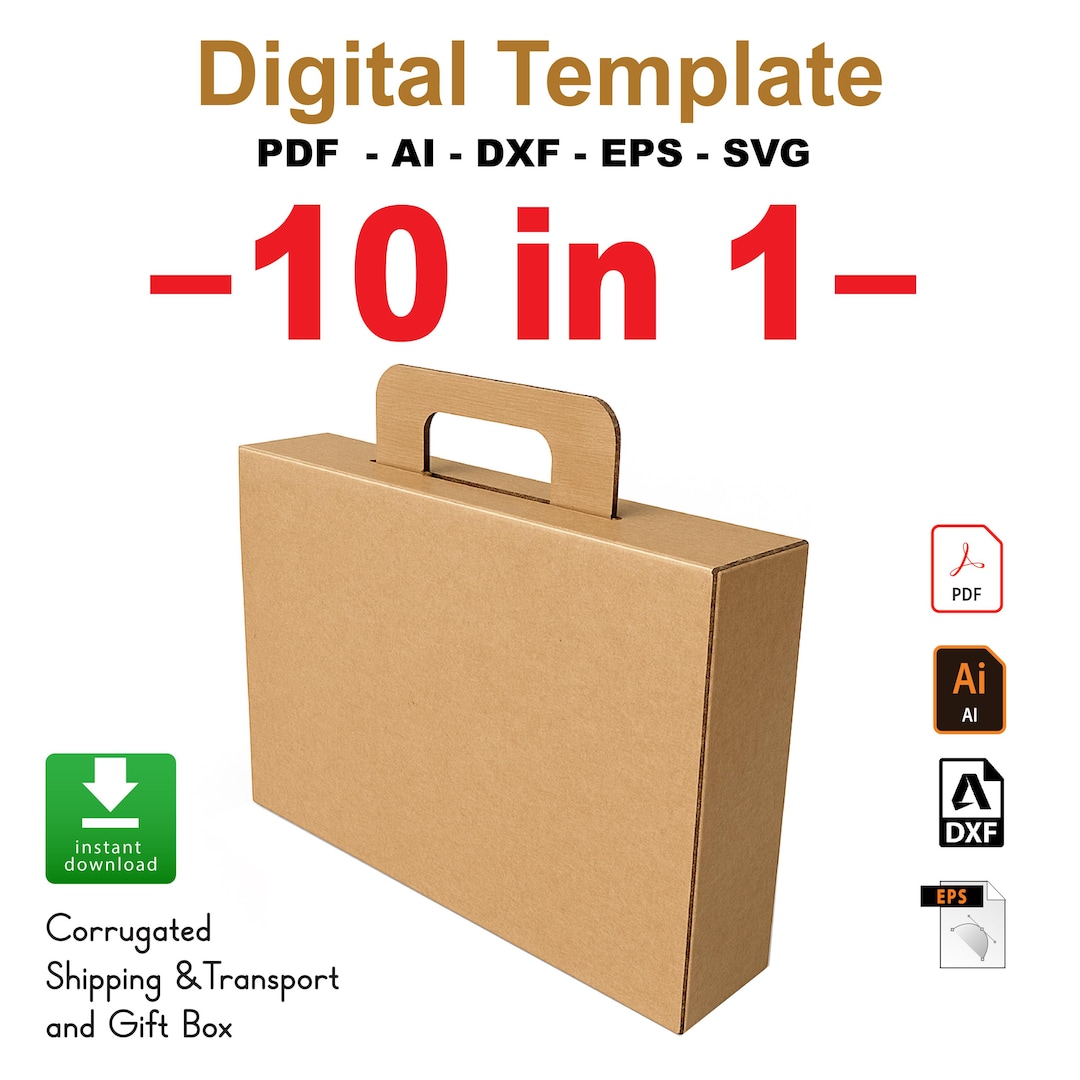 Kraft Cardboard Carry Bag Template, Corrugated Gift Box (digital ...