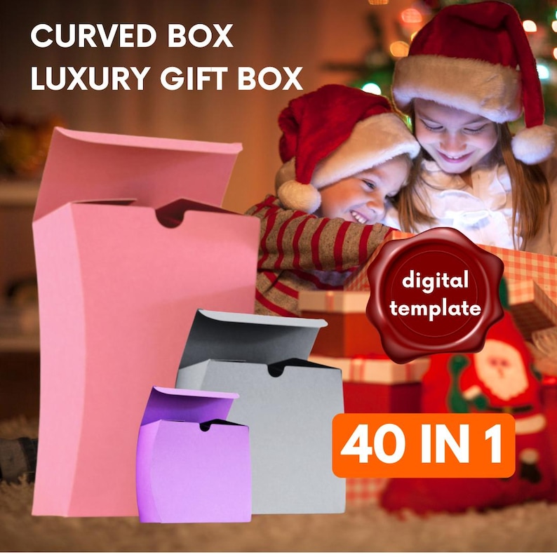Curved Gift Box Template: 40 in 1 SVG DXF PDF (digital Download) - Etsy